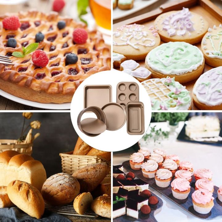 Premium Nonstick Baking Pans Sets Heavy Duty with Round/Square Cake Pan ...