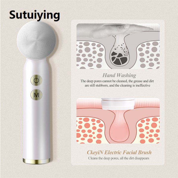 Sutuiying 6 In 1 Ultrasonic Facial Cleansing Brush Electric Auto ...