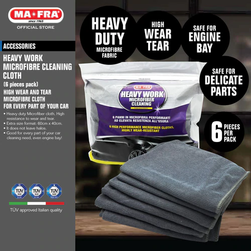 Microfibre Cleaning Cloth 6 piece pack for car interior exterior engine ...