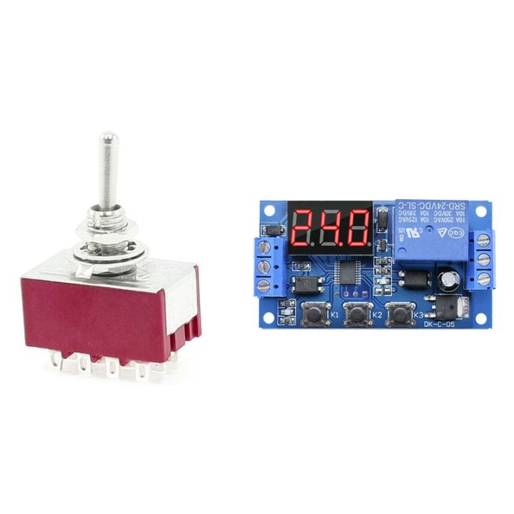 2 Position Mini MTS-402 Toggle Switch & with Case 24V LED Display Automation Digital Delay Timer ...