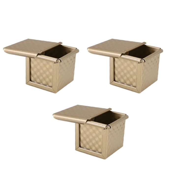 3Pcs Square Loaf Pan with Lid Toast Mold Bread Pan Pullman Loaf Pan ...