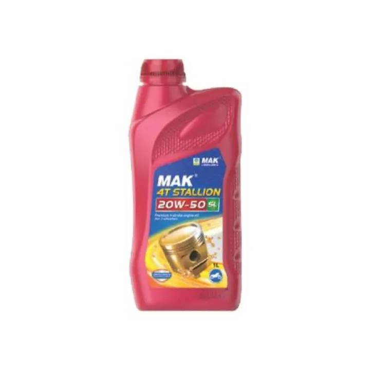 MAK Lubricants 4T Stallion API SL 20W-50 Engine Oil for Bikes (1 L ...