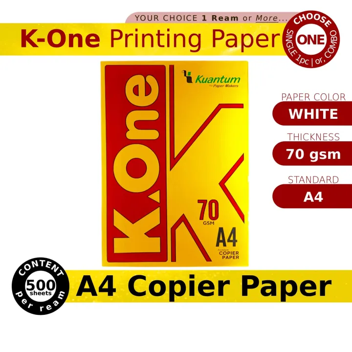K-One A4 Size Photocopy Paper 70 GSM - 500 Sheets per Ream | Assorted ...