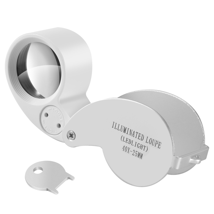 Jewellers Lens Glass Loupe 40X 25mm Eye Magnifier 2 Lights | Daraz.com.np