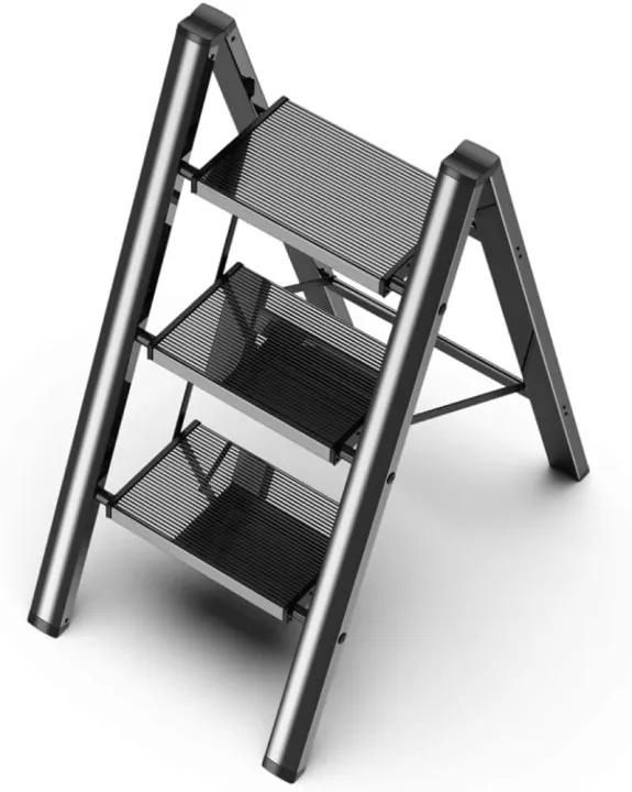 Aluminum 3 Step Ladder Folding Step Stool With Anti Slip Sturdy And ...