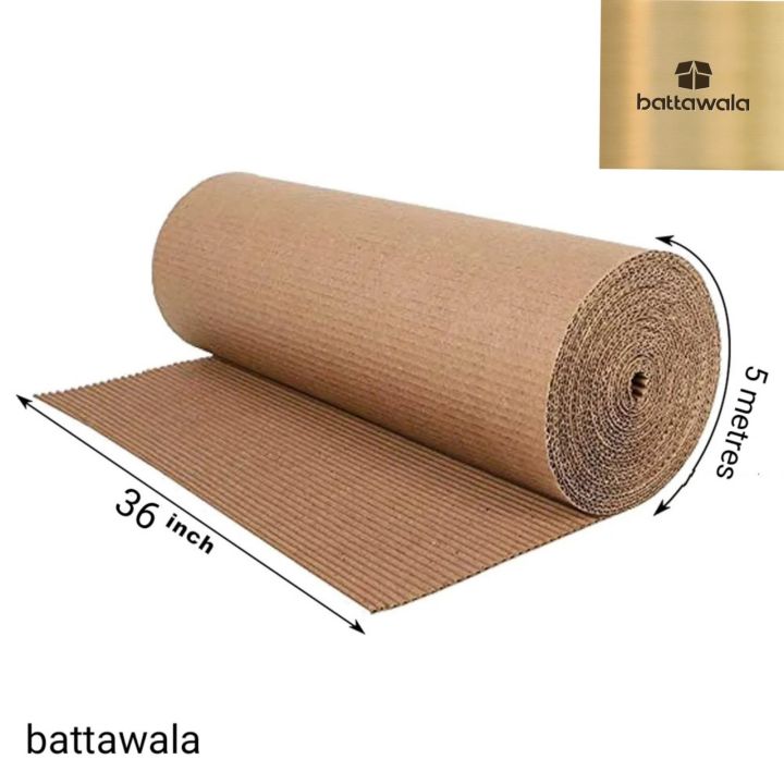 BATTAWALA Brown packing Cardboard Roll, Corrugated roll 5M X 36 INCH, 2 ...