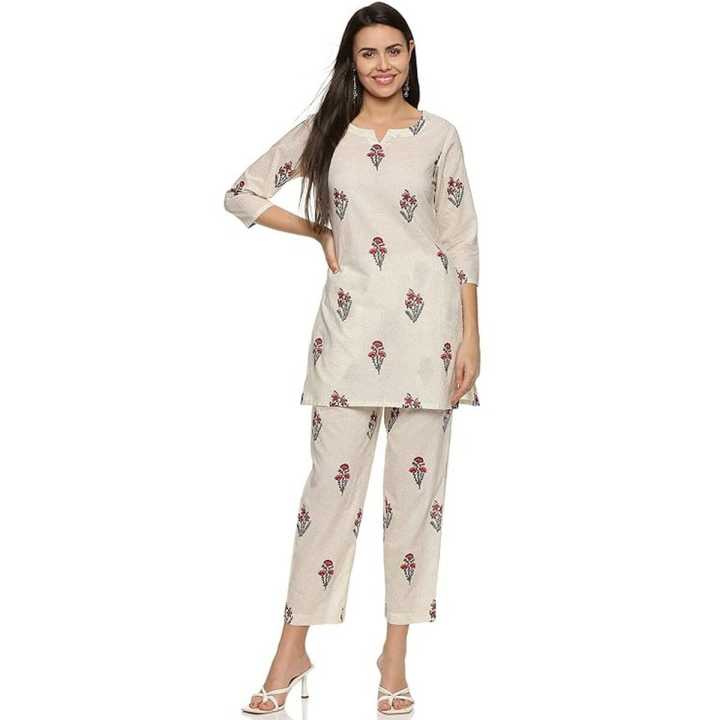 Women's Cotton Floral All Over Printed Night Suit Top and Pyjama Set ...