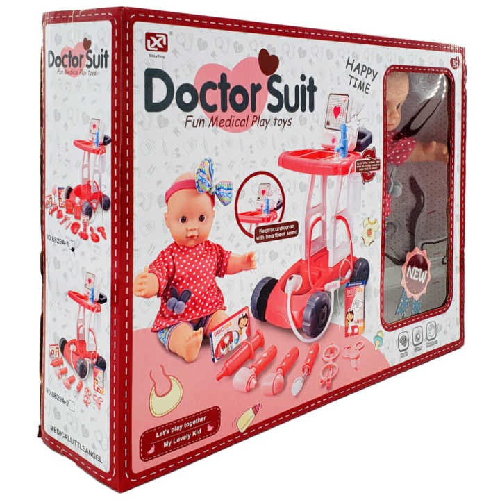 Baby Dolls With Doctor Cart Toy Dentist Kit Pretend Play Doctor Toys ...