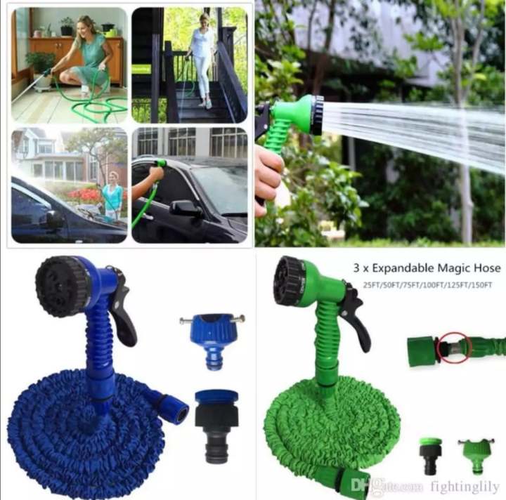 Multi Purpose Water Spray Gun With 75ft Long Expandable Magic Hose Pipe ...