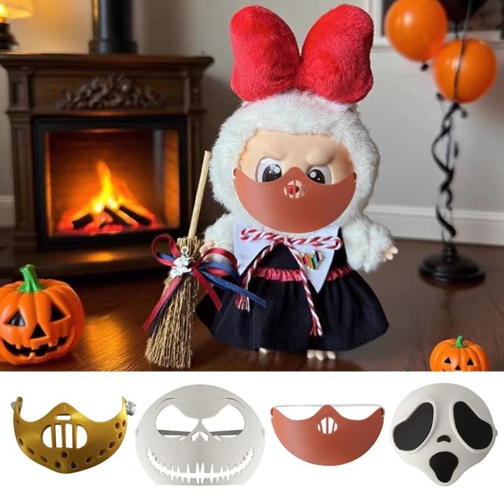 New White Ghost Labubu Doll Mask 3D Printed Plastic Cosplay Mask DIY ...