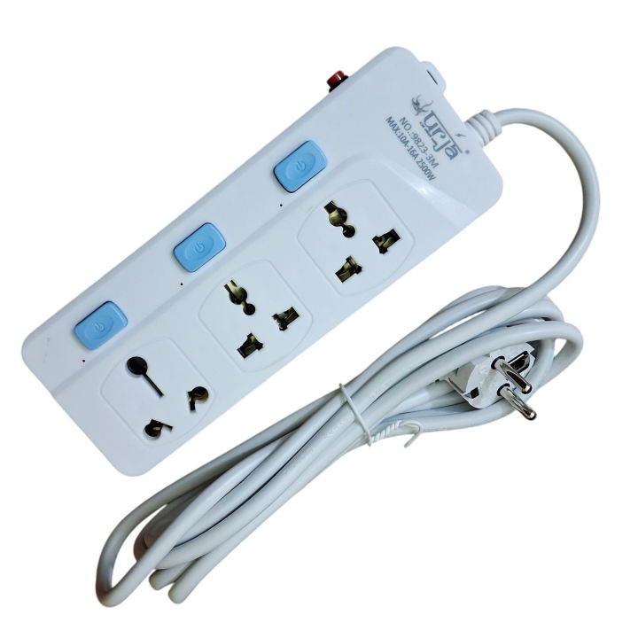 Urja 9823-3M 3-Port Power Strip Extension Cord with Individual Switches ...