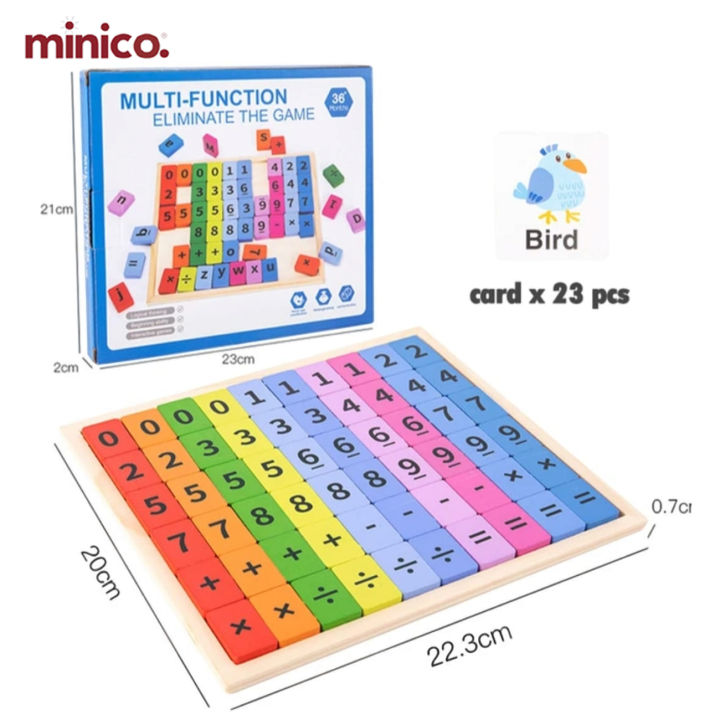 Minico Wooden Educational Alphabet & Math Puzzle, Montessori Learning ...