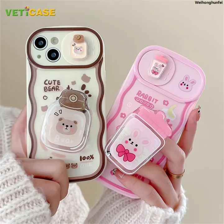 Weihonghunfei3D Cute Bear Rabbit with Holder Lens Protective Phone Case ...