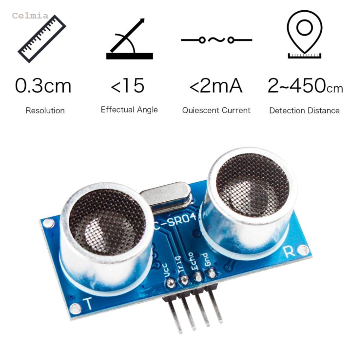Celmia 2pcs Ultrasonic Sensor Module HC-SR04 for Arduino, Distance ...