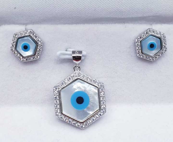Shell Evil Eye Pure Silver Pendent Set for Women | Daraz.com.np