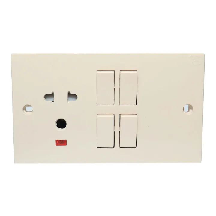 CPL CW3046 4 Gang Switch With 2/3 Pin UNI. Socket & IND. | Daraz.com.np