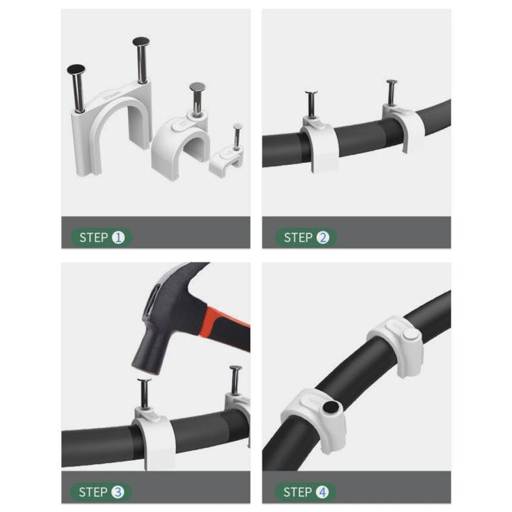 100pcs Durable U Shape Circle Wall Clip Wall Hanging PVC Pipe Cable ...