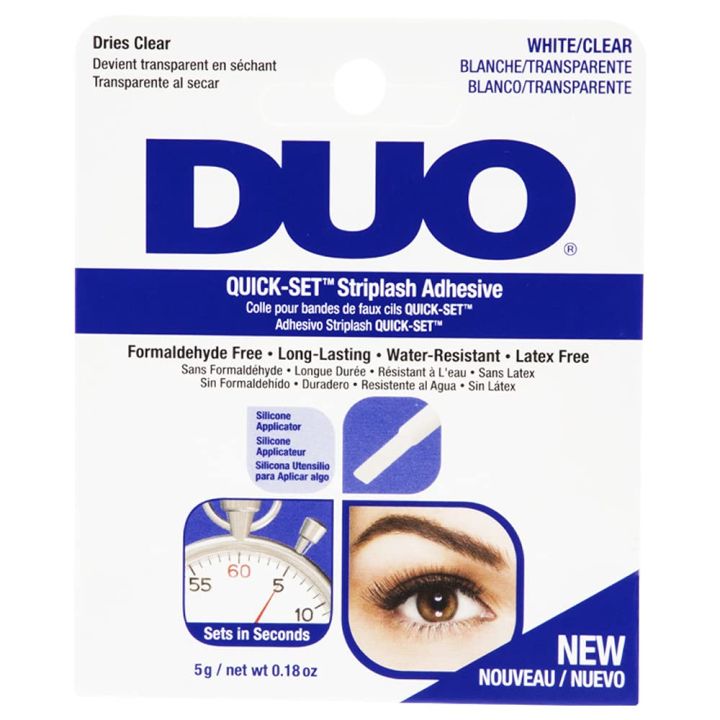 DUO Quick-Set Clear False Strip Lash Adhesive, Dries Invisible 0.18 oz ...