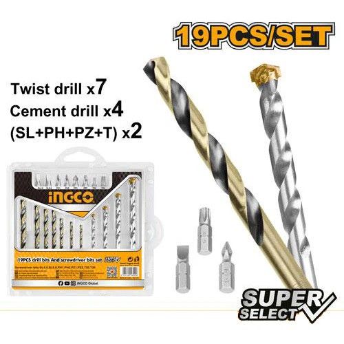 Ingco 19 Pcs Drill Bits And Screwdriver Bits Set AKSDB1901 | Daraz.com.np