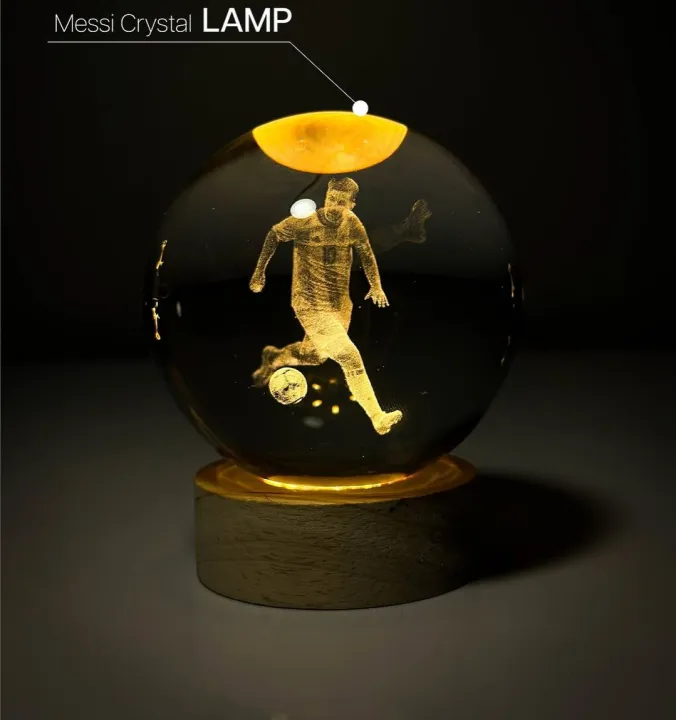 3D Galaxy Crystal Ball lamp Night Light With Wooden Base Messi | Daraz ...