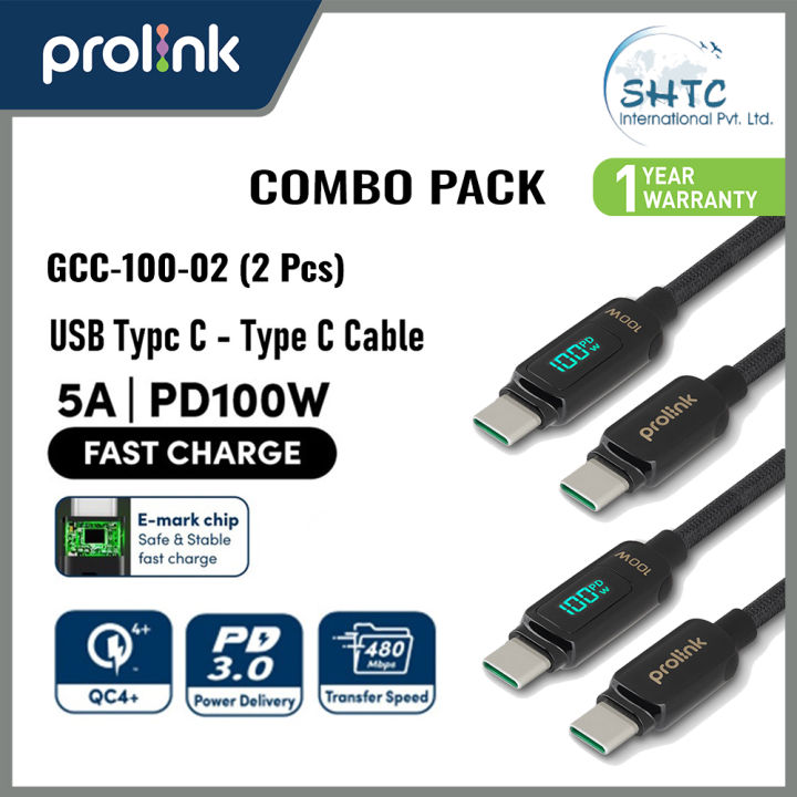 Prolink Combo Pack | 100W 5A 2-meter Real-Time Display E-mark Chip ...