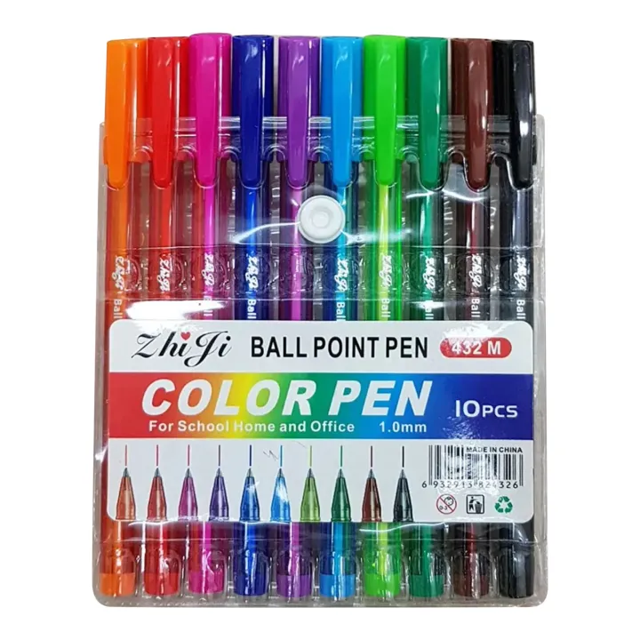 Assorted Colourful Ball Point Pen 1.0Mm Colour Pen 10 Pcs Set | Daraz ...