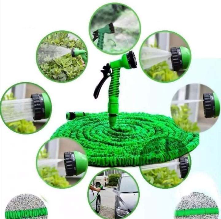 100 Ft Expandable Water Spray Pipe and Gun with 7 Adjustable Modes ...