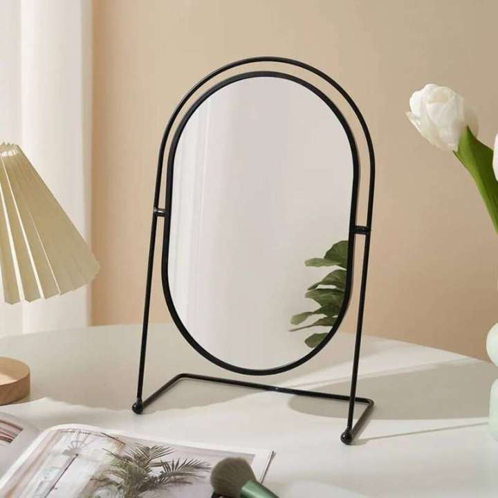 Art Nordic Makeup Iron Frame 360° Rotatable Desktop Stand Mirror High ...