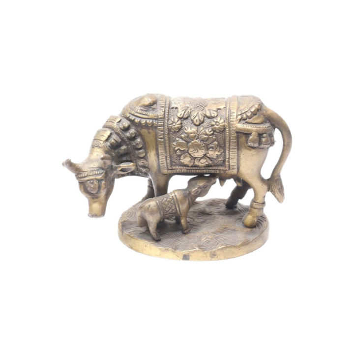 Golden Cow Statue / Metal Cow & Calf Statue / Brass | Daraz.com.np