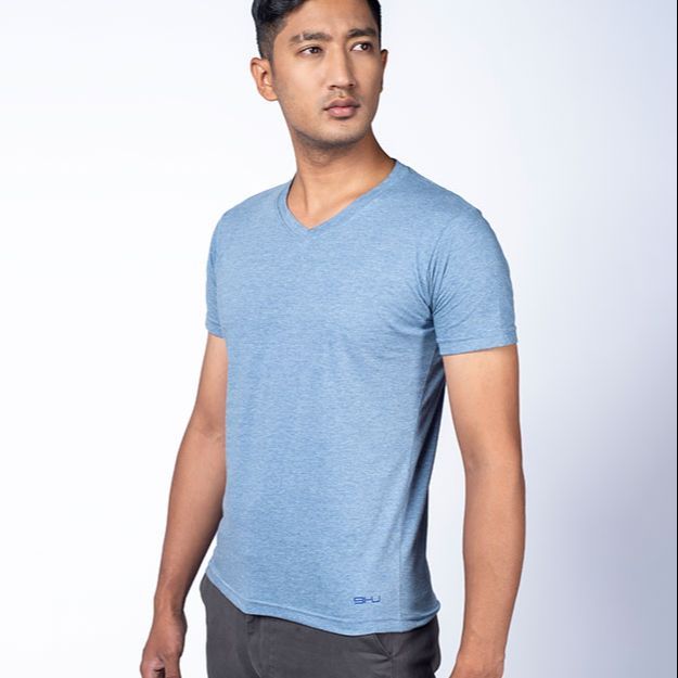 Tshirt - Light Cotton Light Blue (V-Neck) | Daraz.com.np