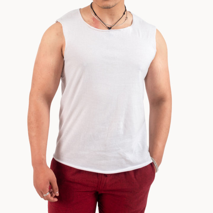 Binay Embroidery White Plain Tanks For Men| Fashion | Tank Tops For Men ...