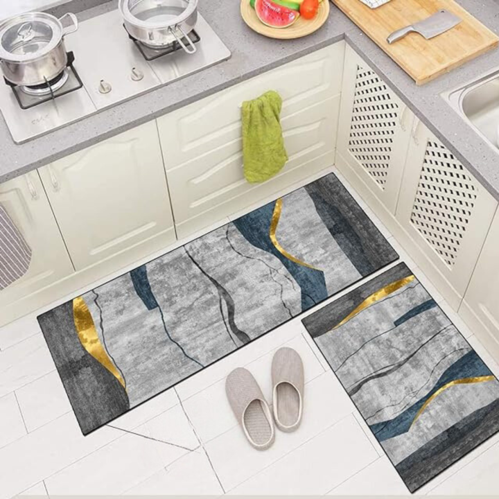 2 Piece Set Kitchen mat, Non Slippery, Easy Clean, Water Absorbing (120 ...