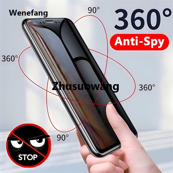 Zhusuowang Wenefang 9H 360 Degree Anti-Spy Tempered Glass For iPhone 15 ...
