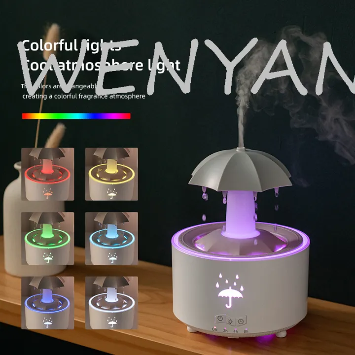 WENYAN Rotate Umbrella Water Drop Air Humidifier with Colorful Light ...
