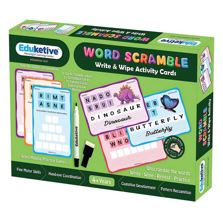 “Word Scramble” Write and Wipe Practice Activity Sheets with Exercise ...