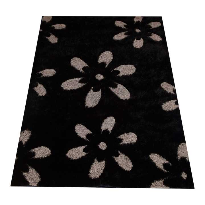 Black Flower Design Rectangle Shaggy Rug 200x300 | Daraz.com.np
