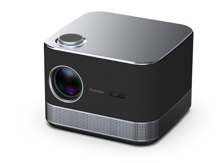 Aurzen Boom 3 Smart Projector with Wi-Fi and Bluetooth, 3D Stereo Sound ...