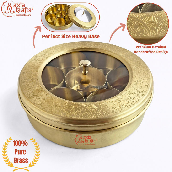 Axia Krafts Brass Masala Box |Spice Box| Masala Daani | Daraz.com.np