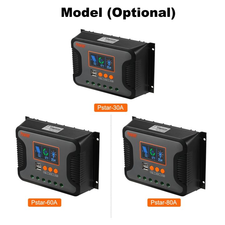 30A/60A/80A Solar Power Controller PWM Battery Charging Controller 12V-48V Lithium Battery Solar ...