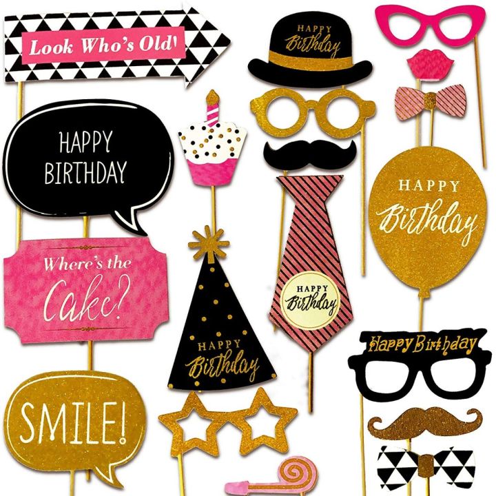 1 Set (20 Pcs DIY Party Decorations Birthday Party Photo Booth Props ...
