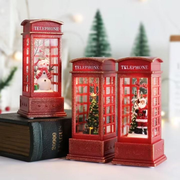New Telephone Booth Phone Booth Decor Santa Claus with Christmas Tree ...