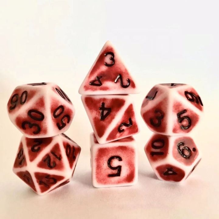 Interesting Acrylic Dice Sets 7 Colors Polyhedral Game Dice Retro Effect Digital Dice Sets Game ...