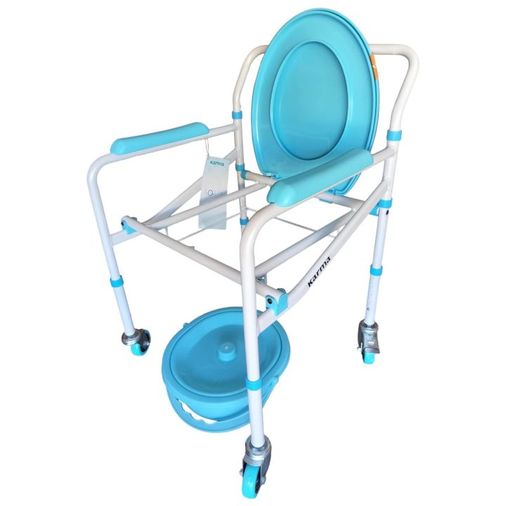 Karma Aqua-5 Bedside Commode With Wheel Chair for Adult Patient for ...