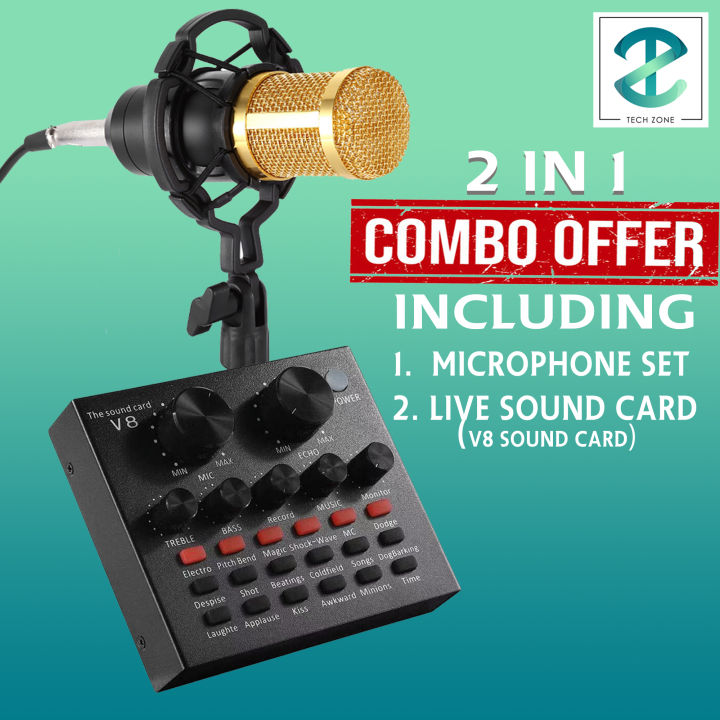 Podcast Equipment Bundle, Bm-800 Mic Kit With Live Sound Card ...