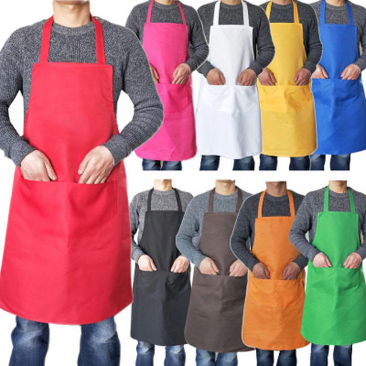 Solid Color Kitchen Apron 9 Colors Plain Apron + Pocket for Chefs ...