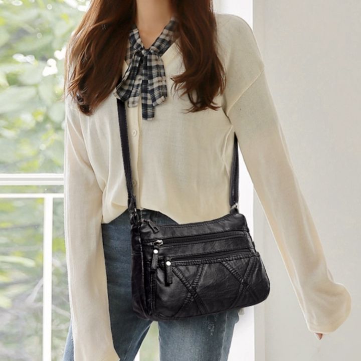 Womens Pu Leather Side Bag Multi pocket Shoulder Bag Office Travel ...