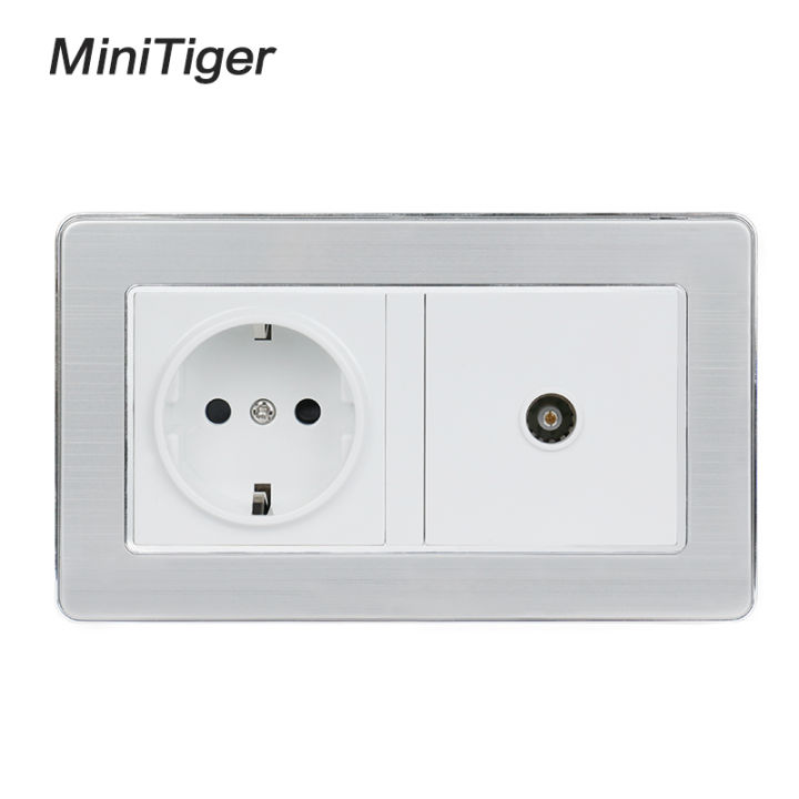 NEW Minitiger 16A Russia EU Standard Socket Grounded Female TV Jack ...