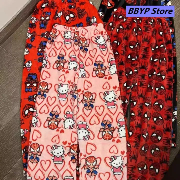BBYP Animated Cartoon Winter Spider-Man Hello Kitty Coral Velvet ...