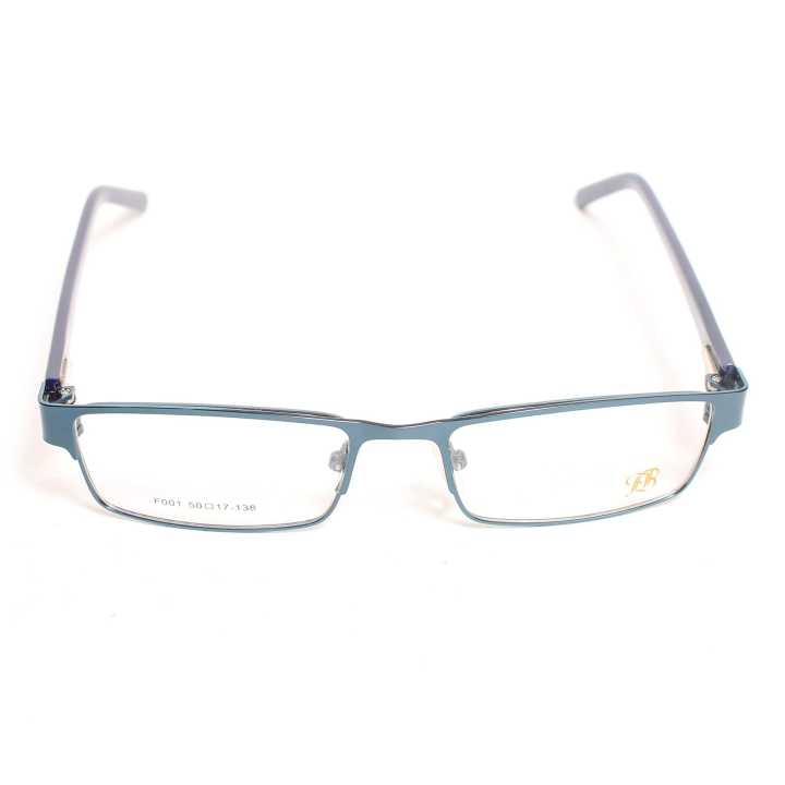 Rectangular Metal Design Frame Blue Coated Glasses For Men Np