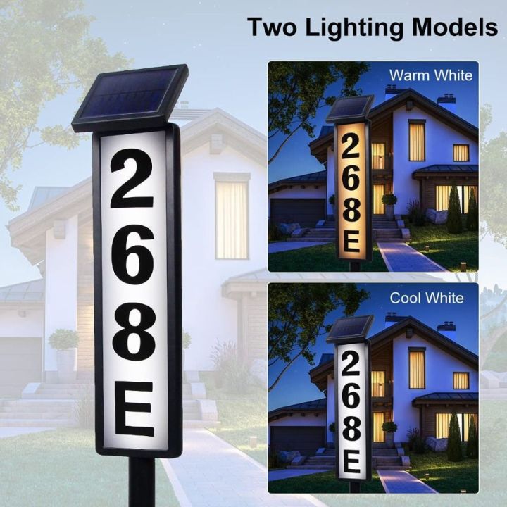 No Wiring Required Solar-Powered LED House Number Light Two Light ...